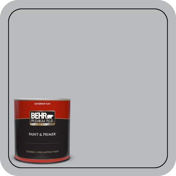 BEHR PREMIUM PLUS 1 qt. #PPU18-05 French Silver Flat Exterior Paint ...