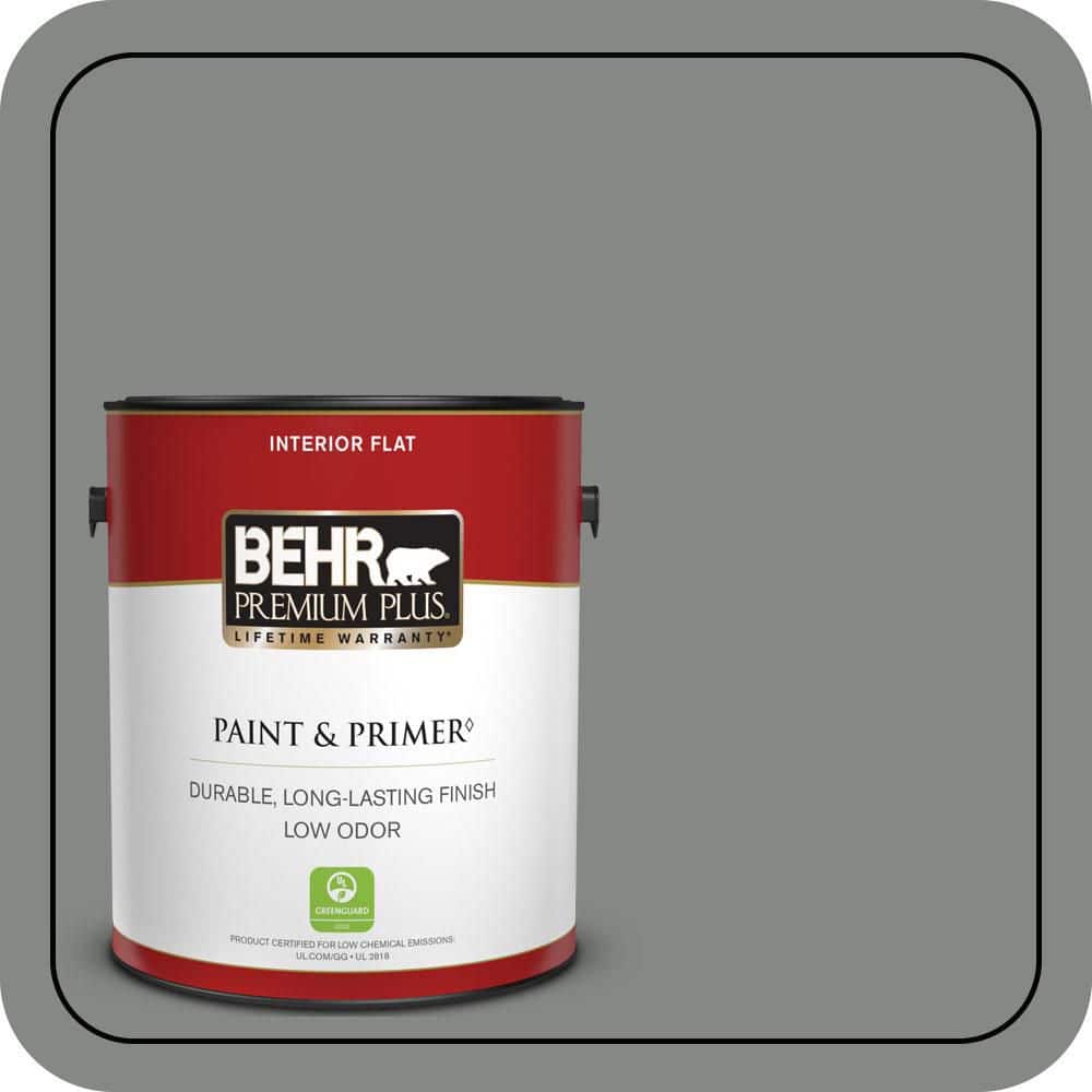 BEHR PREMIUM PLUS 1 gal. #PPU25-17 Euro Gray Flat Low Odor Interior ...
