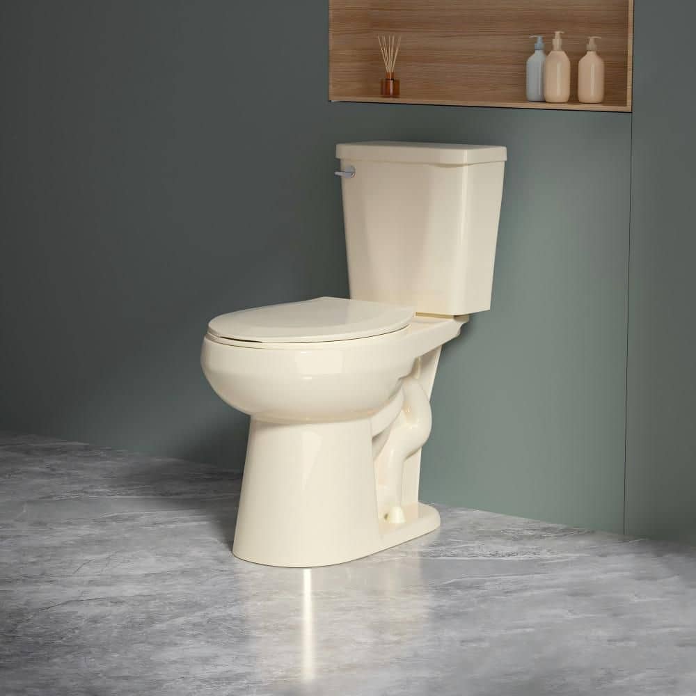 Vomlor Round ADA 19 in. Chair Height Toilet Bone 1.28 GPF Single Flush ...