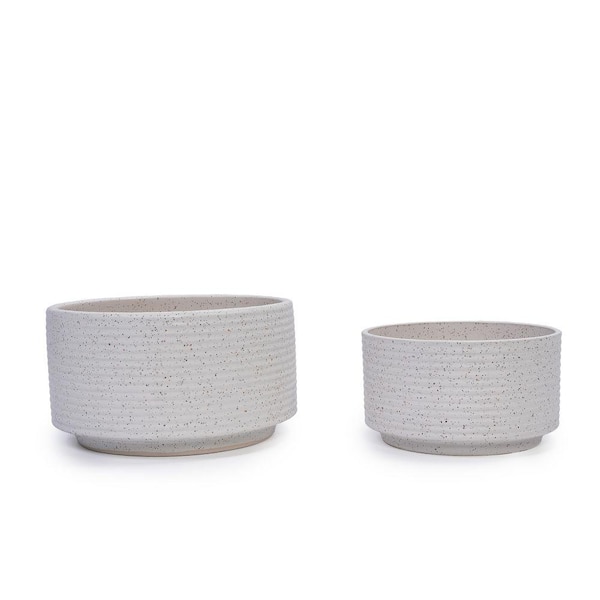 Flynama 2-Piece 11.42 in.L x 11.42 in.W x 6.70 in.H White Ceramic ...