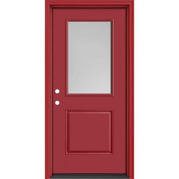 Masonite Performance Door System 36 in. x 80 in. 1/2 Lite Pearl Right ...