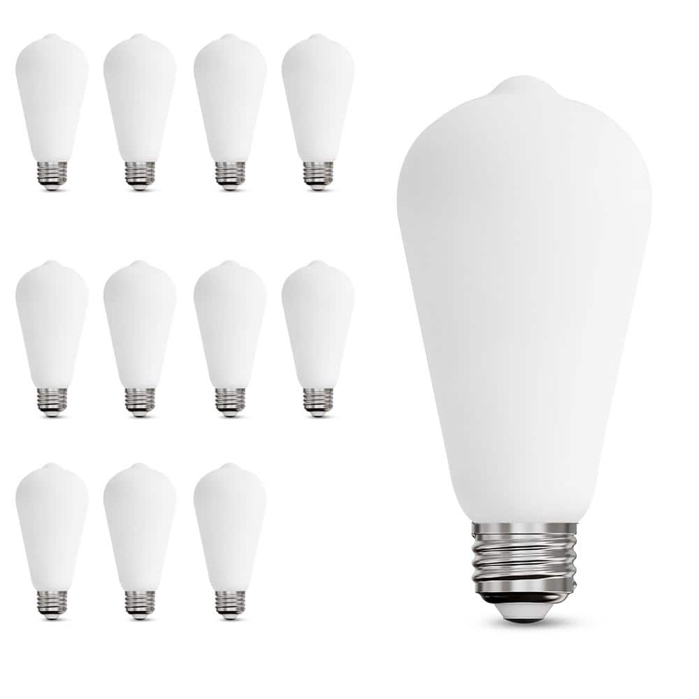 Feit Electric 40-Watt Equivalent ST19 Dimmable Straight Filament E26 Opal LED Light Bulb, Soft ...
