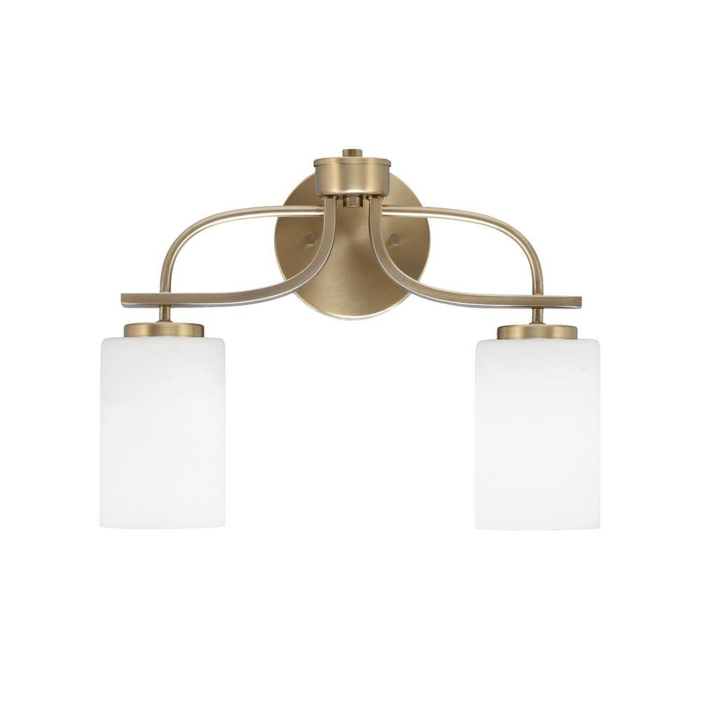 Olympia 7 in. 2-Light Bath Bar, New Age Brass, White Muslin Glass ...