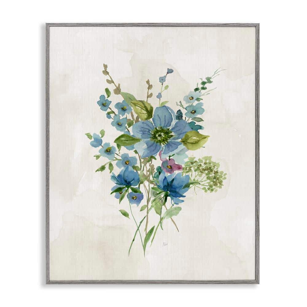 Stupell Industries Bundle of Blue Herbs by Nan Gray Framed Nature ...