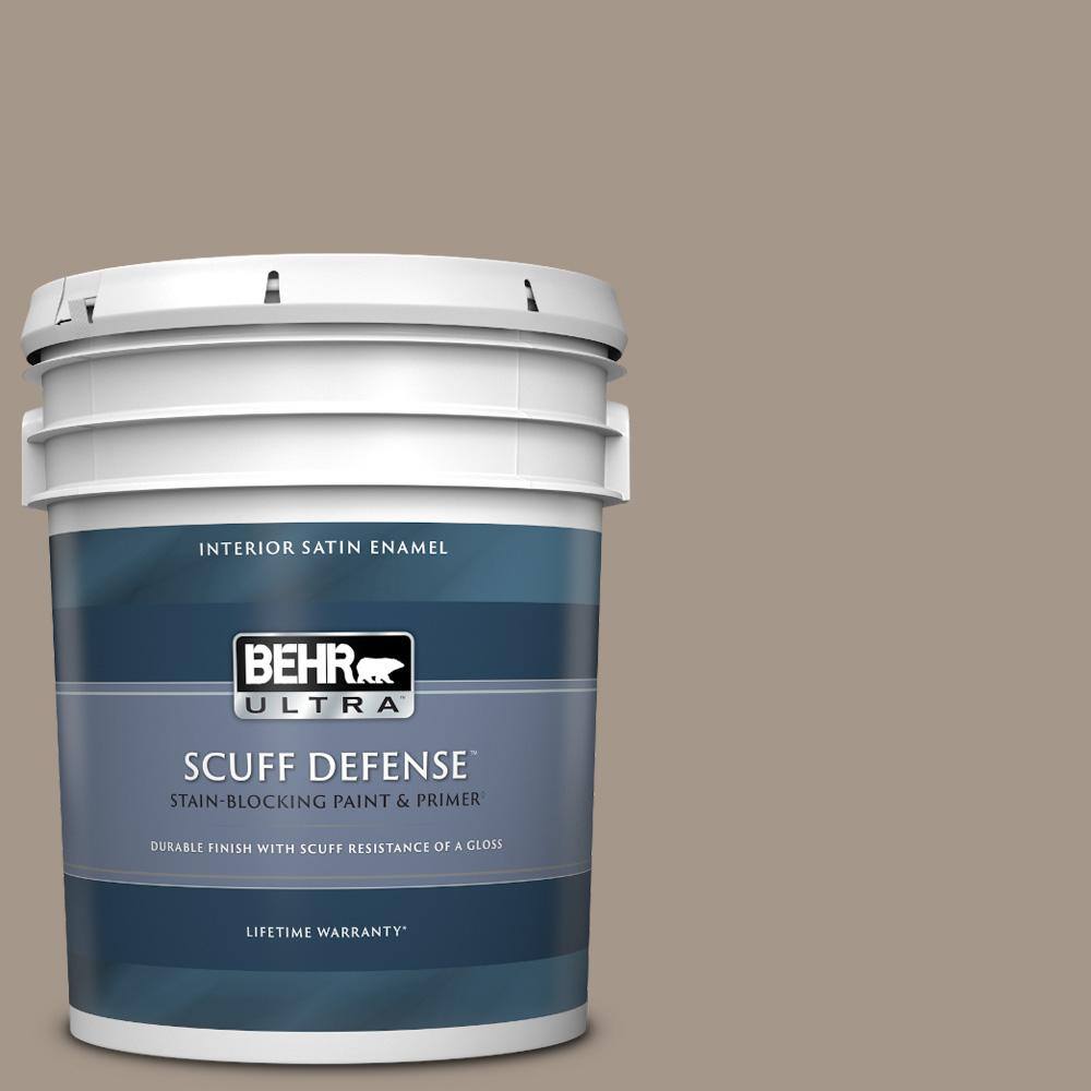 BEHR ULTRA 5 gal. #N220-4 Shiitake Extra Durable Satin Enamel Interior ...