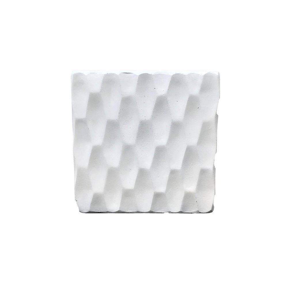 KANTE 12 in. Square White Fish Scale Concrete Planter with Drainage ...
