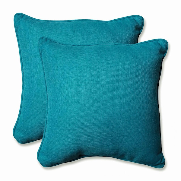 Pillow Perfect Solid Blue Square Outdoor Square Throw Pillow 2-Pack ...