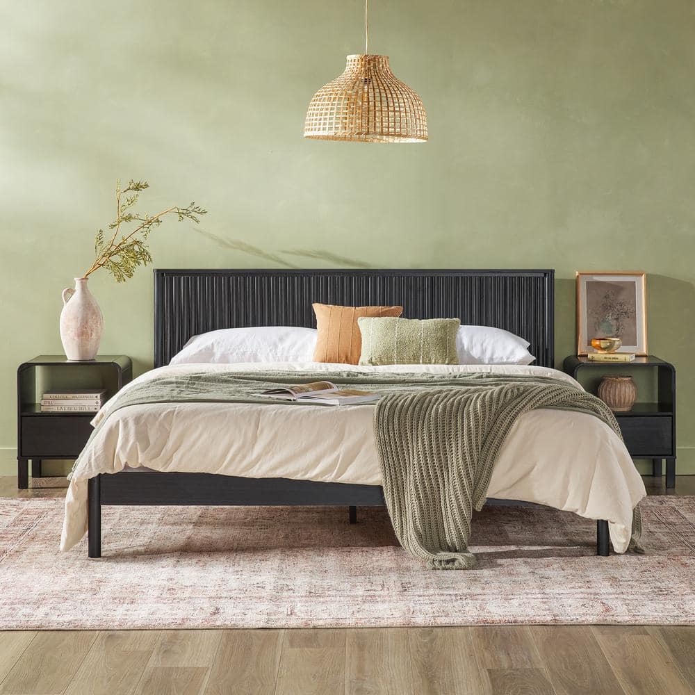 Walker Edison Furniture Company Modern Black Solid Wood Frame King ...