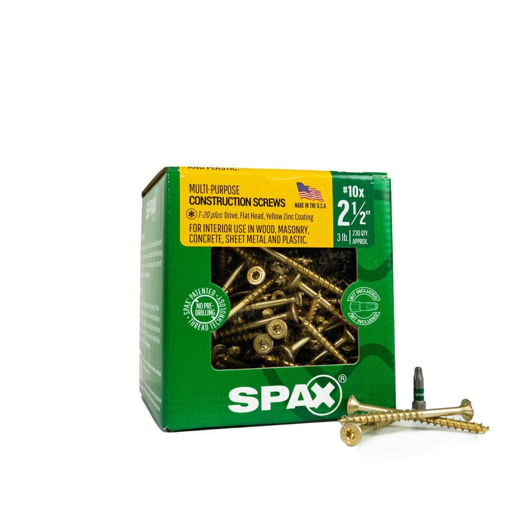 SPAX #10 x 2-1/2 in. Interior Flat Head Wood Screws Construction ...