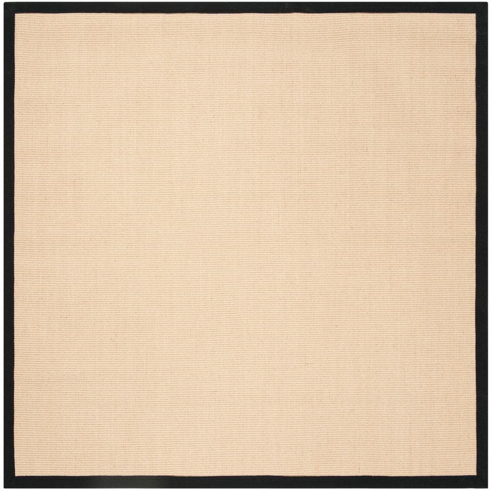 SAFAVIEH Natural Fiber Beige/Black 6 ft. x 6 ft. Square Border Area Rug ...