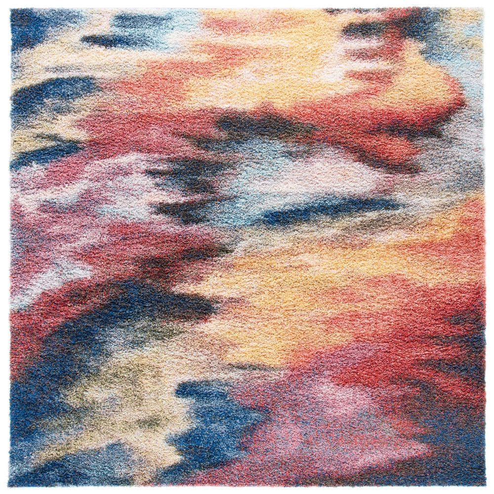 SAFAVIEH Calista 7 ft. x 7 ft. Red/Blue Abstract Multicolor Square Area ...