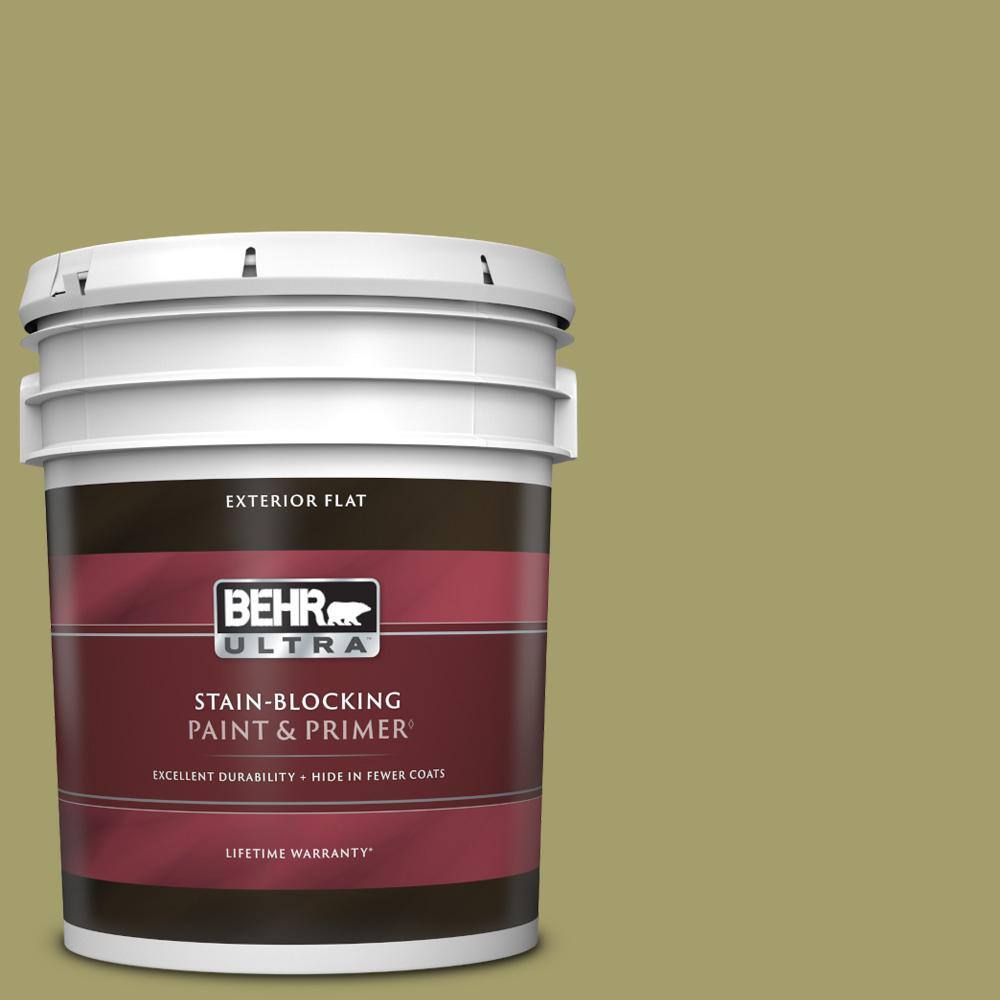 BEHR ULTRA 5 gal. #S340-5 Farm Fresh Flat Exterior Paint & Primer ...