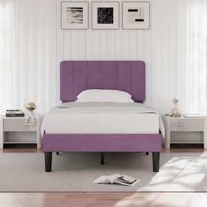 Ahokua Purple Frame Twin Size of Luxury Velvet Platform Bed with ...