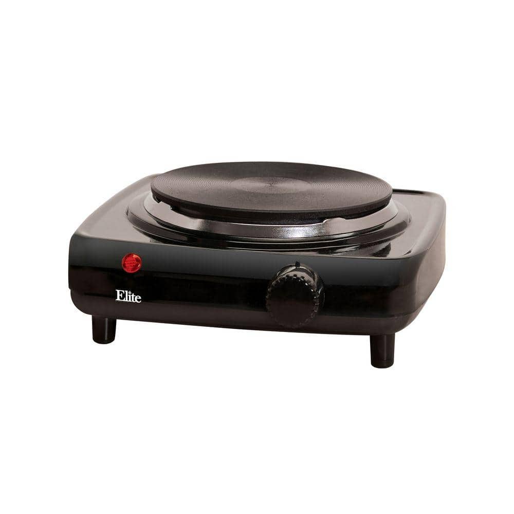 Elite Cuisine Single Burner 7 in. Black Hot Plate with Temperature ...
