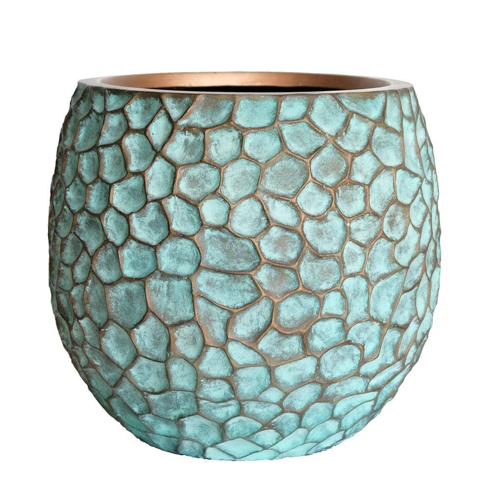 Reviews for MPG 18 in. D Large Patina Green Composite Hammered Planter ...