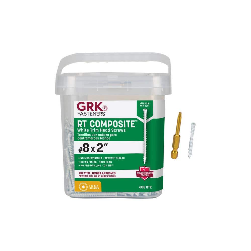 GRK Fasteners #8 x 2 in. Star Drive Trim Head White RT Composite Trim ...