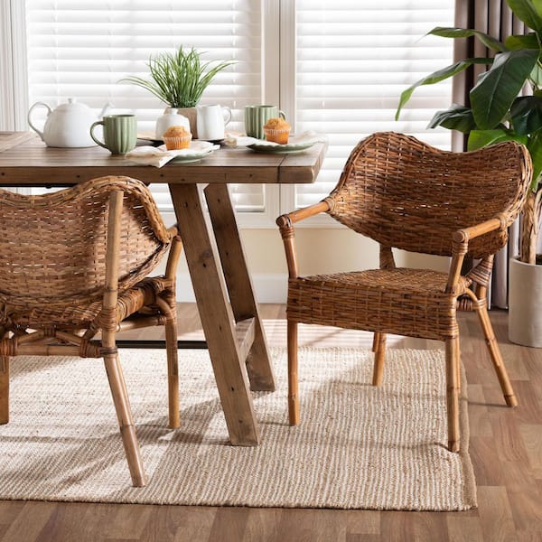 bali & pari Tara Natural Brown Rattan Dining Chair (Set of 2) 266-2P ...