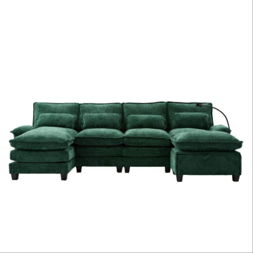 HOMEFUN 106 in. 5-pieces Chenille U-Shaped Modular Sectional Sofa with ...