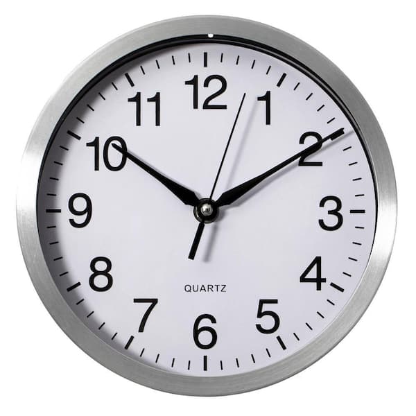 CLOCKSWISE 8 in. Round Quartz Wall Clock Non-Ticking Battery Operated ...