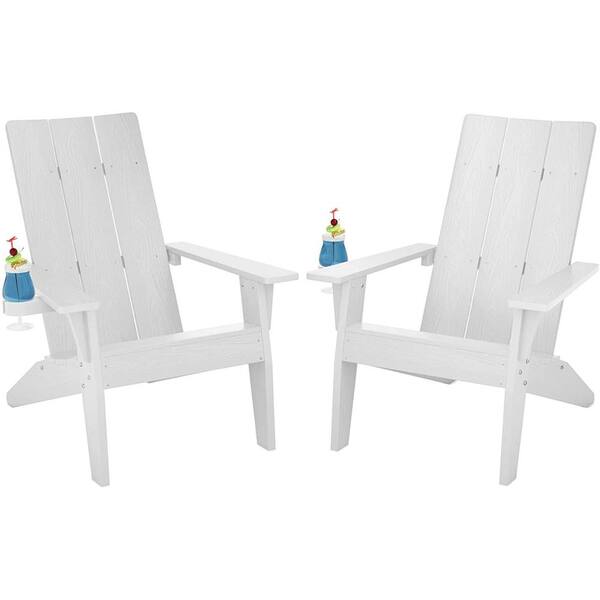 Mximu Oversize Modern White Plastic Outdoor Patio Adirondack Chair with ...