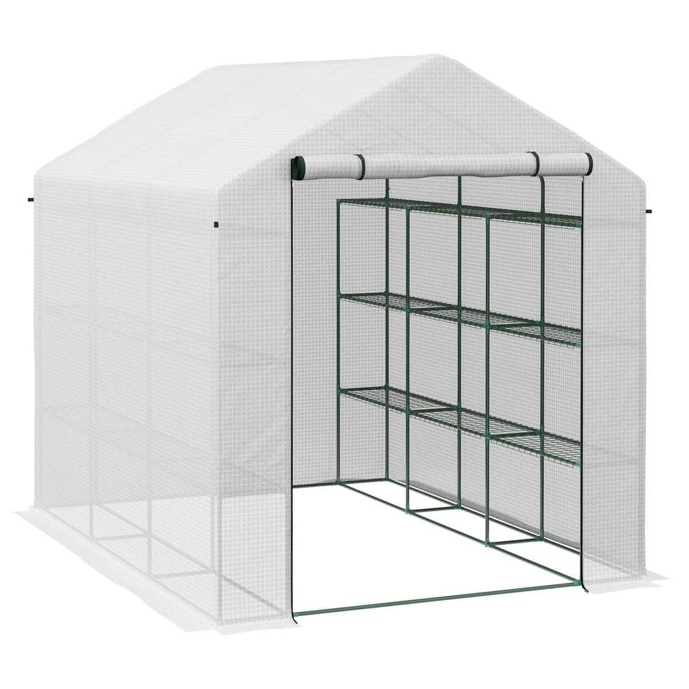 Otryad 8 ft. x 6 ft. Walk-In Greenhouse for Outdoors with Roll-Up ...