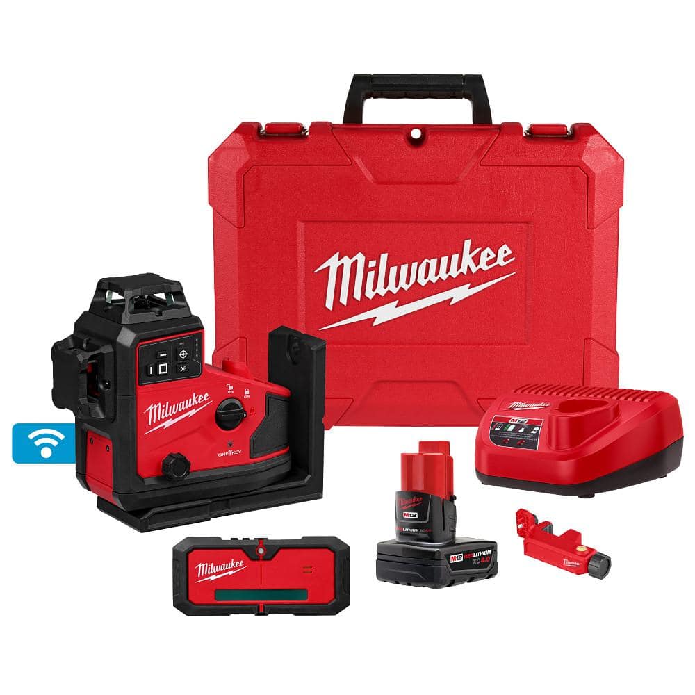 Milwaukee M12 12-Volt Lithium-ion Cordless 125 ft. Green 360° 3-Plane ...