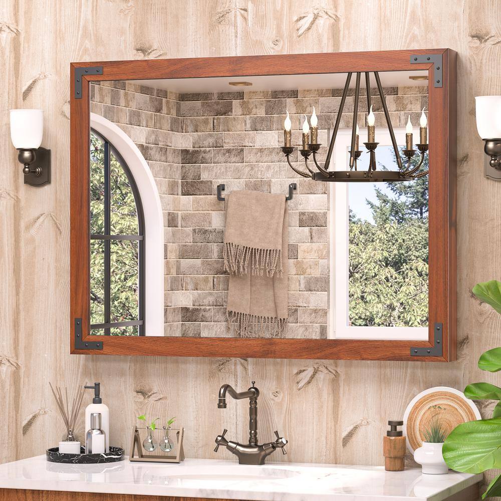 Reviews for KeonJinn 40 in. W x 30 in. H Large Rectangular Rustic Wood ...