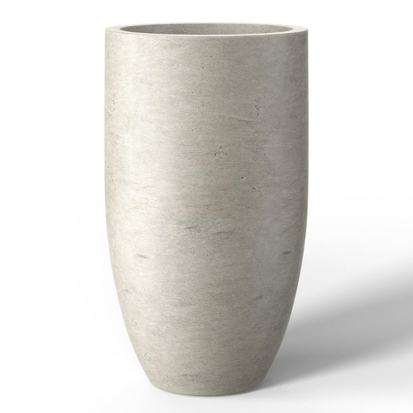 Sapcrete 14 in. Large Light Gray(Enhanced Core) Concrete Round Planter ...