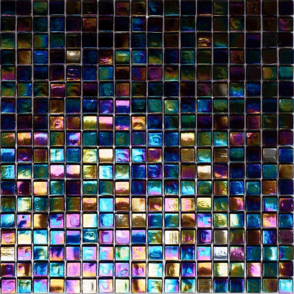 Apollo Tile Skosh 4" x 6" Glossy Shimmer Multi Blue Glass Mosaic ...