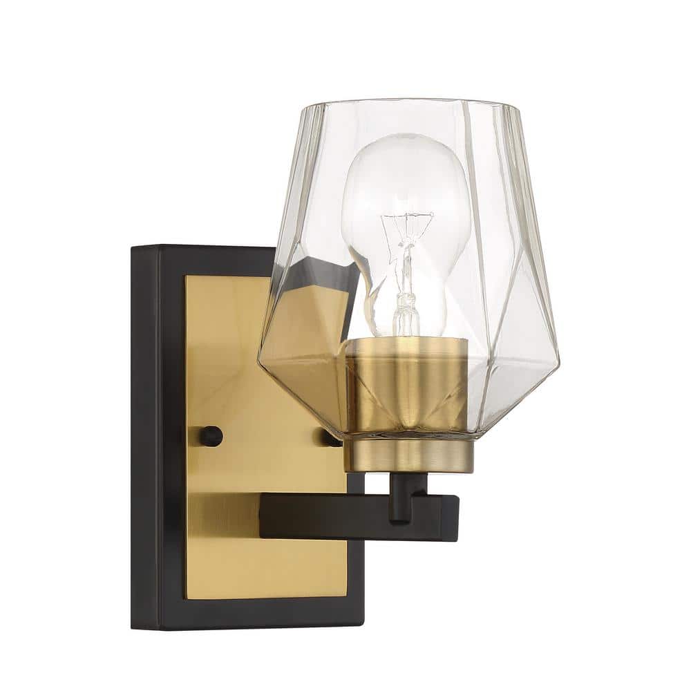 CRAFTMADE Avante Grand 8.75 in. 1 Light Flat Black/Satin Brass Finish ...