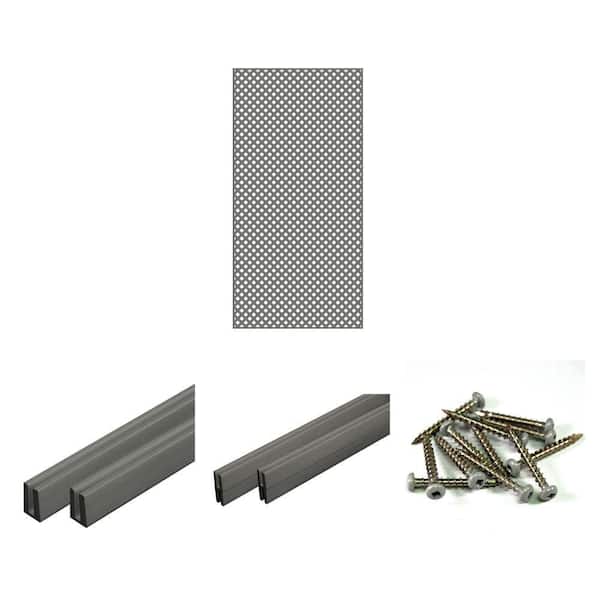 4 ft. x 8. ft Nantucket Gray Privacy Diamond Vinyl Lattice Panel with ...