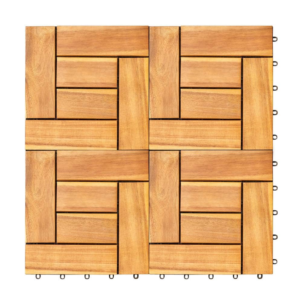 Tunearary Hanalei Interlocking Wooden Decktile (Box of 10 Tiles), Brown ...