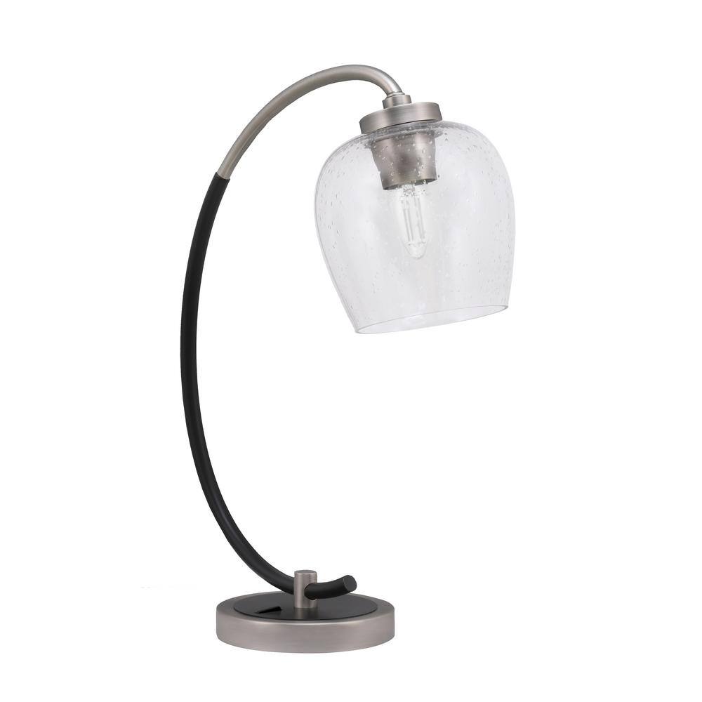 Delgado 18.25 in. Graphite and Matte Black Accent Desk Lamp with Clear ...