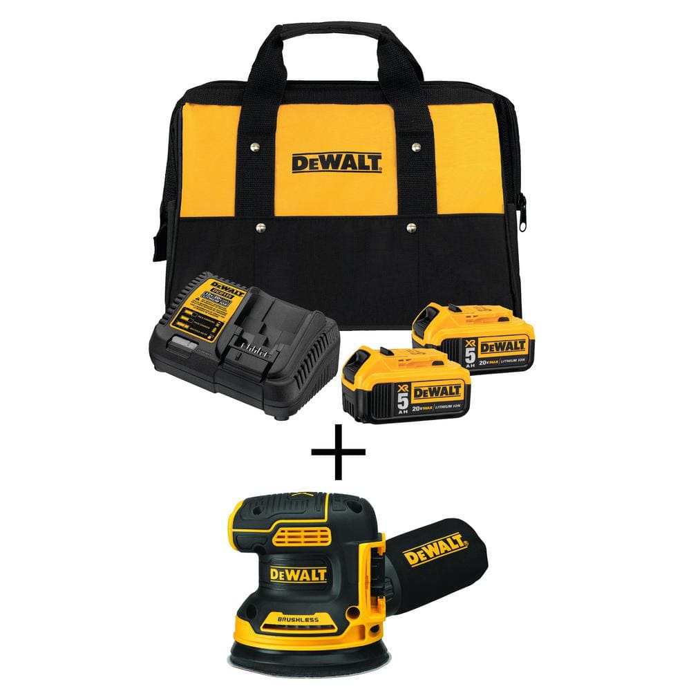 DEWALT 20V MAX XR Cordless Brushless 5 in. Random Orbital Sander, (2 ...