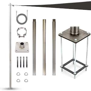 COLOURTREE 8 ft. Stainless Steel Pole and Kit for Sun Shade Sails TUBE ...