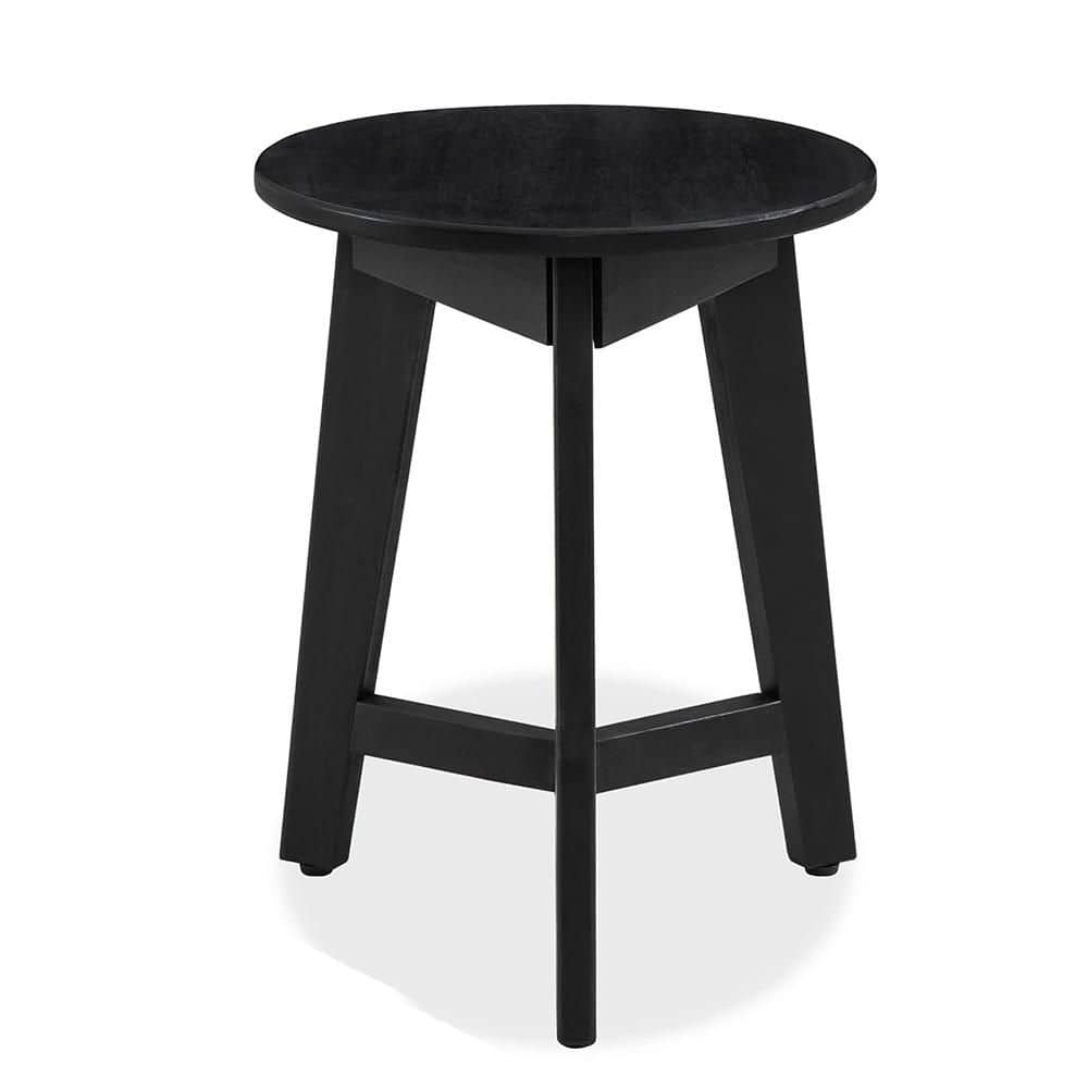 Round Side Table-Solid Acacia Wood End Table for Living Room or Bedroom ...