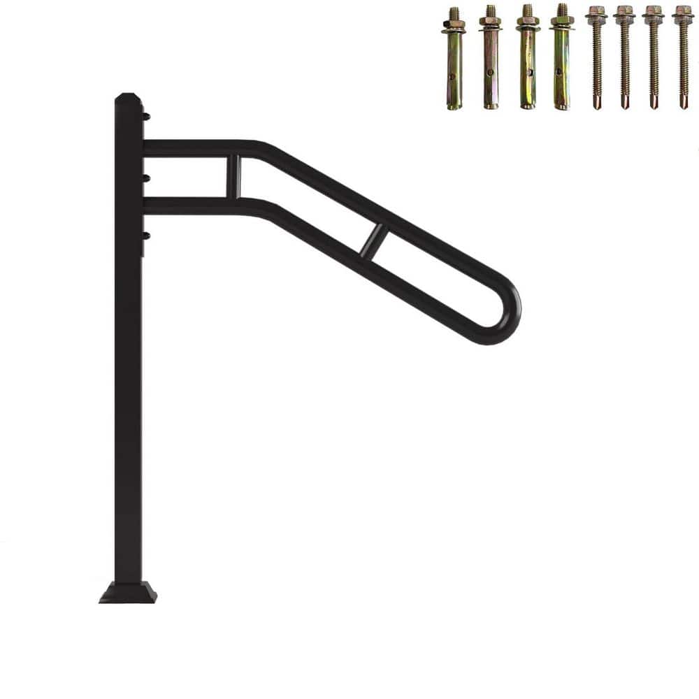 Afoxsos Single Post Handrail Outdoor Metal Bent Stair Handrails Wrought ...