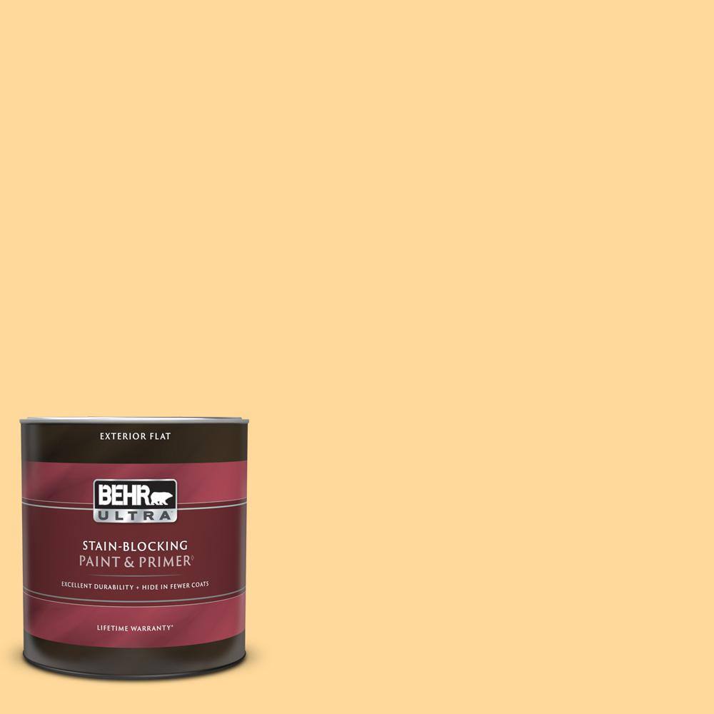 BEHR ULTRA 1 qt. #P250-3 Marsh Marigold Flat Exterior Paint & Primer ...