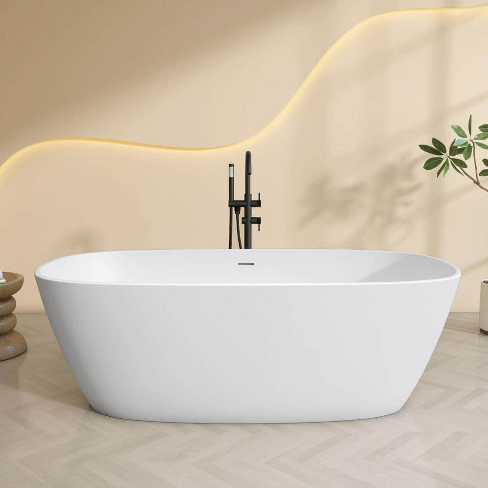 Zeafive Ece 67 in. x 33 in. Solid Surface Stone Resin Freestanding ...