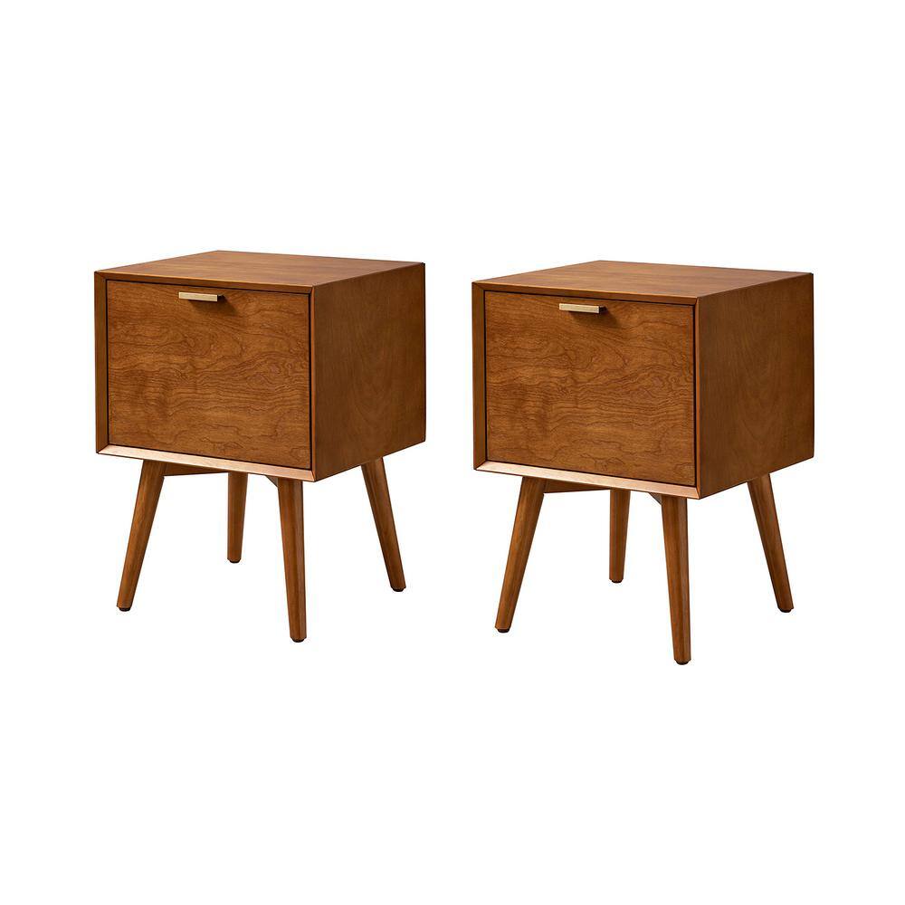 JAYDEN CREATION Frieda Acorn 2-Drawer Adjustable Height Nightstand with ...