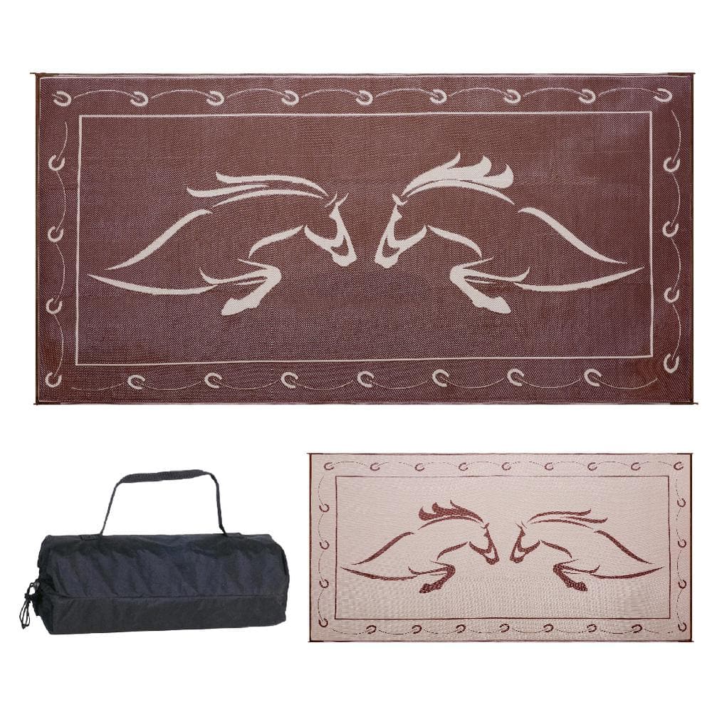 Reversible Mats 9 ft. x 12 ft. Reversible Mat - Running Horse Brown ...