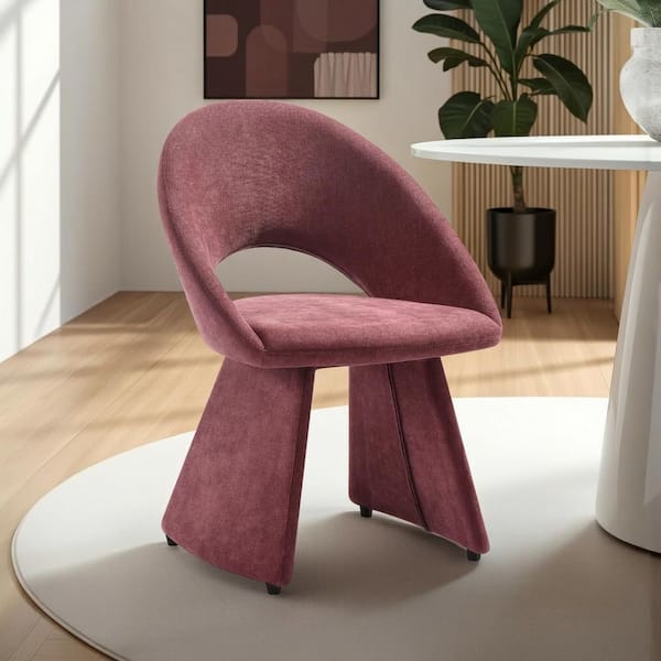 Armen Living Angelina Modern Curved Back Plum Upholstered Dining Chair ...