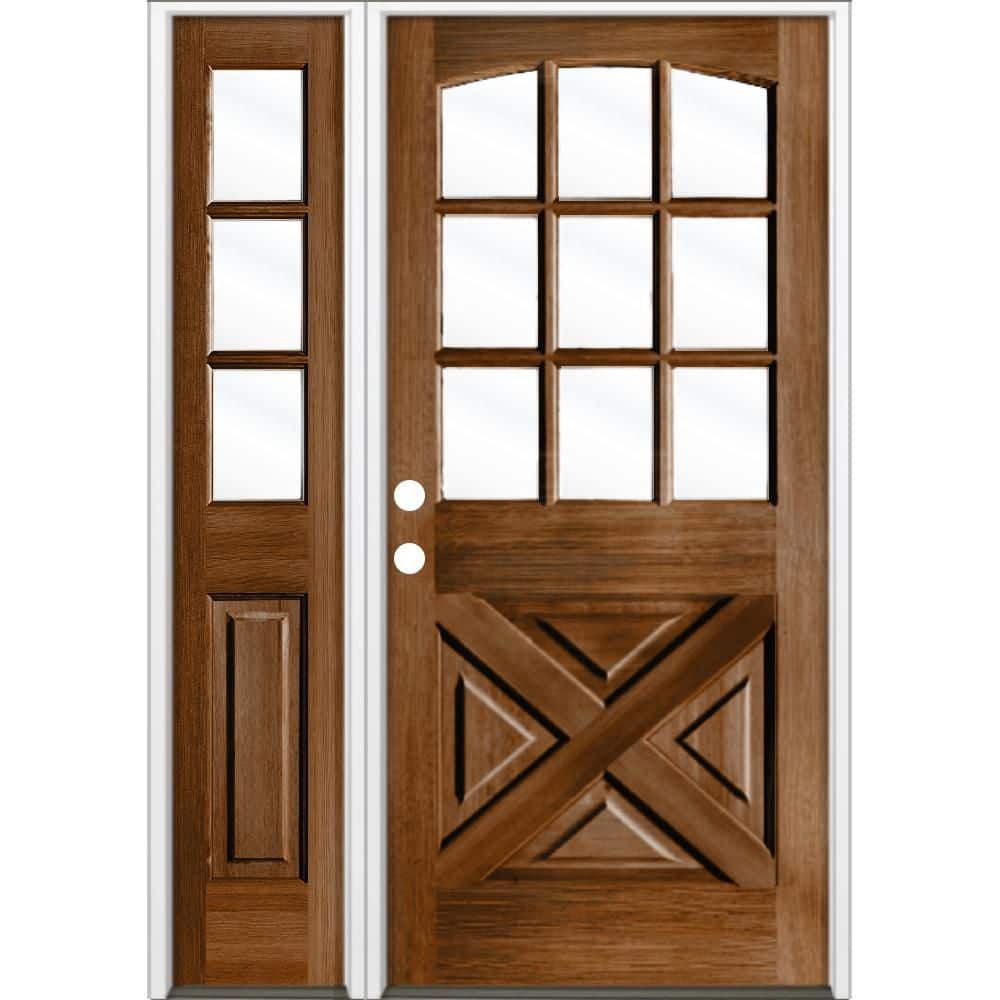 Krosswood Doors 50 in. x 80 in. Farmhouse X Panel RH 1/2 Lite Clear ...