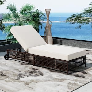 Hampton Bay Spring Haven Brown All-Weather Wicker Patio Lounge Chair ...