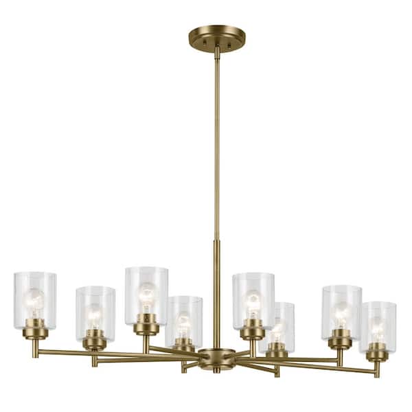 KICHLER Winslow 8-Light Natural Brass Contemporary Shaded Oval ...