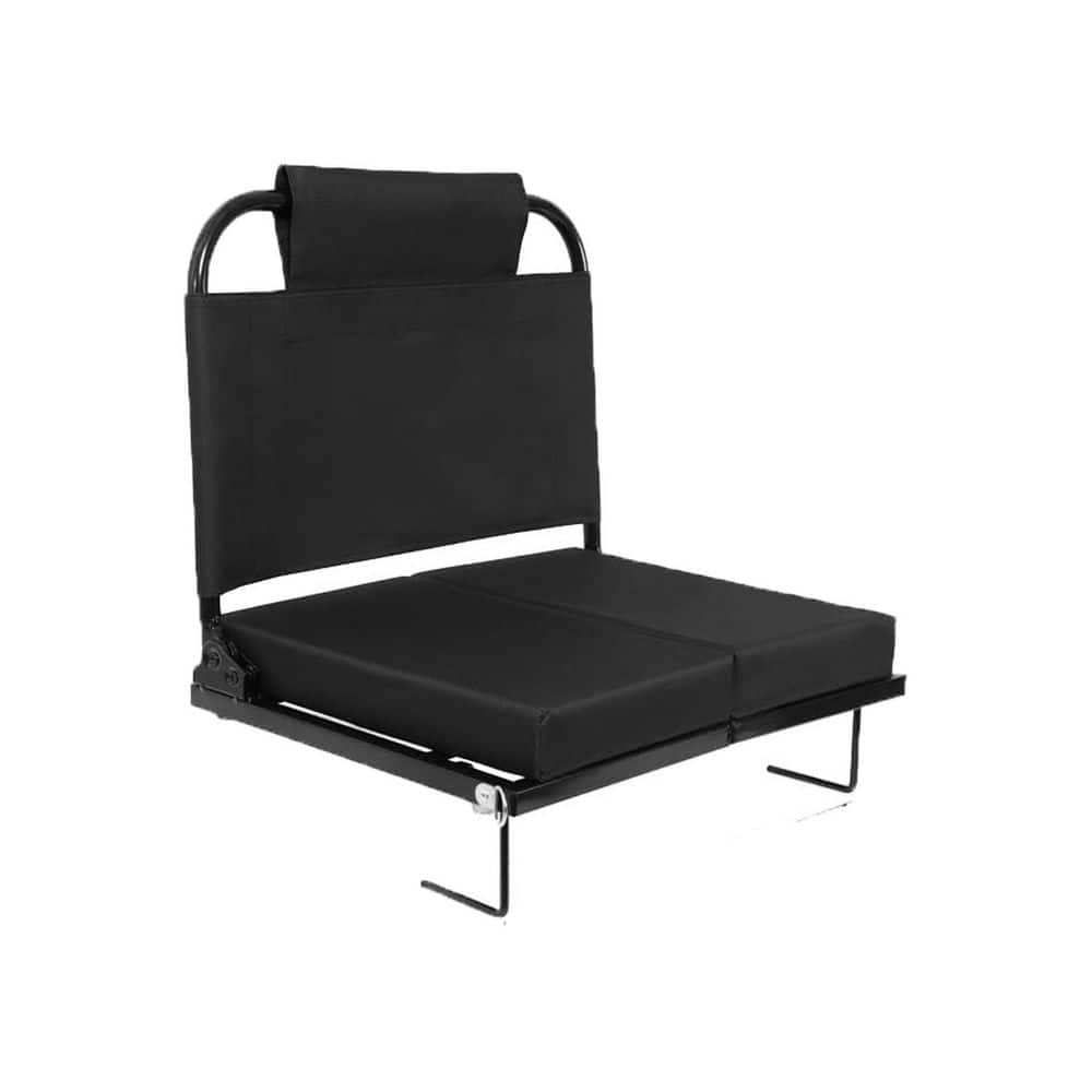 Black Steel Folding Stadium Chair with Adjustable Backrest and Portable ...