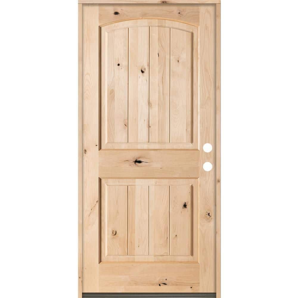 Krosswood Doors 30 in. x 80 in. Rustic Knotty Alder Top Arch V-Grooved ...