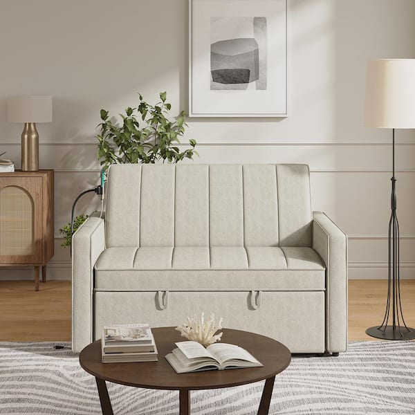 JAYDEN CREATION Fergus 53 in. Square Arm Polyester Square Sleeper Sofa ...