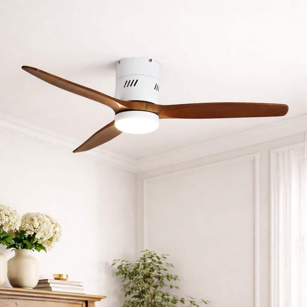 MODERN HABITAT 52 in. Integrated LED Indoor Flush Mount White Standard ...
