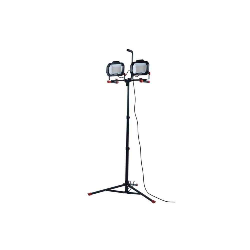 Husky 20,000 Lumen Two-Head Corded LED Work Light with Tripod ...